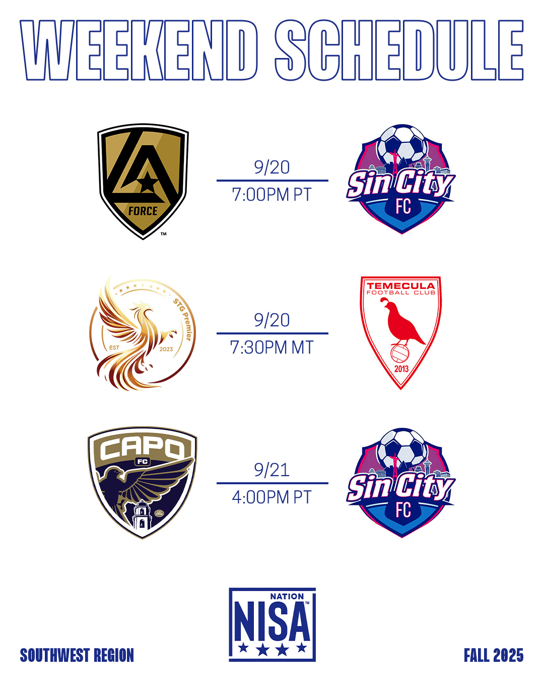 WEEK 3 PREVIEW: Sin City FC Travels To SoCal For Doubleheader | NISA Nation